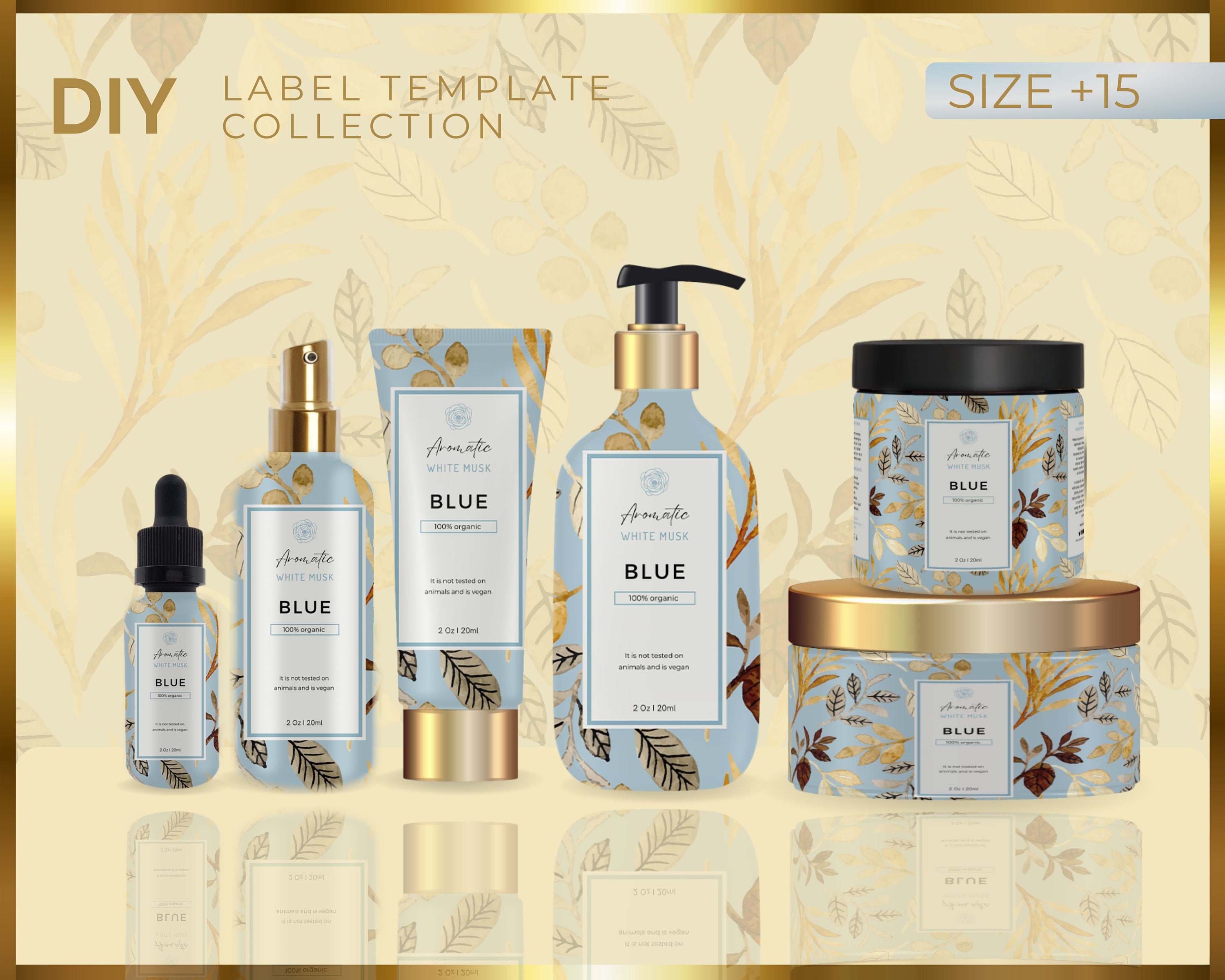 Skincare Template Label Collection- Aesthetic Blue DIY Editable ...