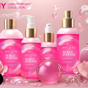 Skincare Template Label Collection- Bubble DIY Editable Cosmetic Label ...