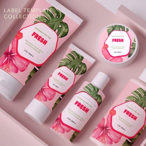Skincare Labels Set, Fresh Cosmetic Label Template Bundle, Canva ...