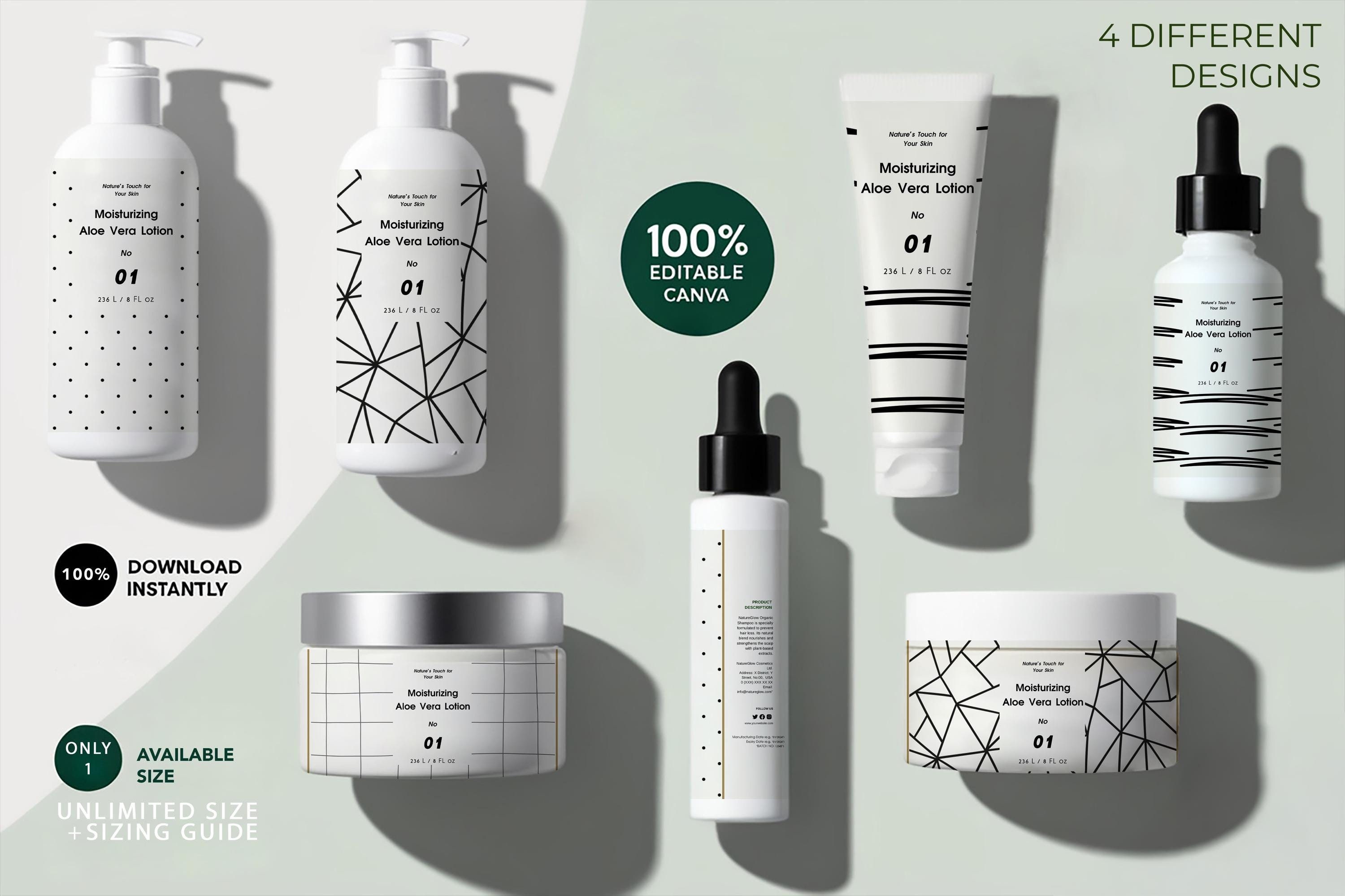 Skincare Template Labels, Aloe Vera DIY Editable, Cosmetic Label ...