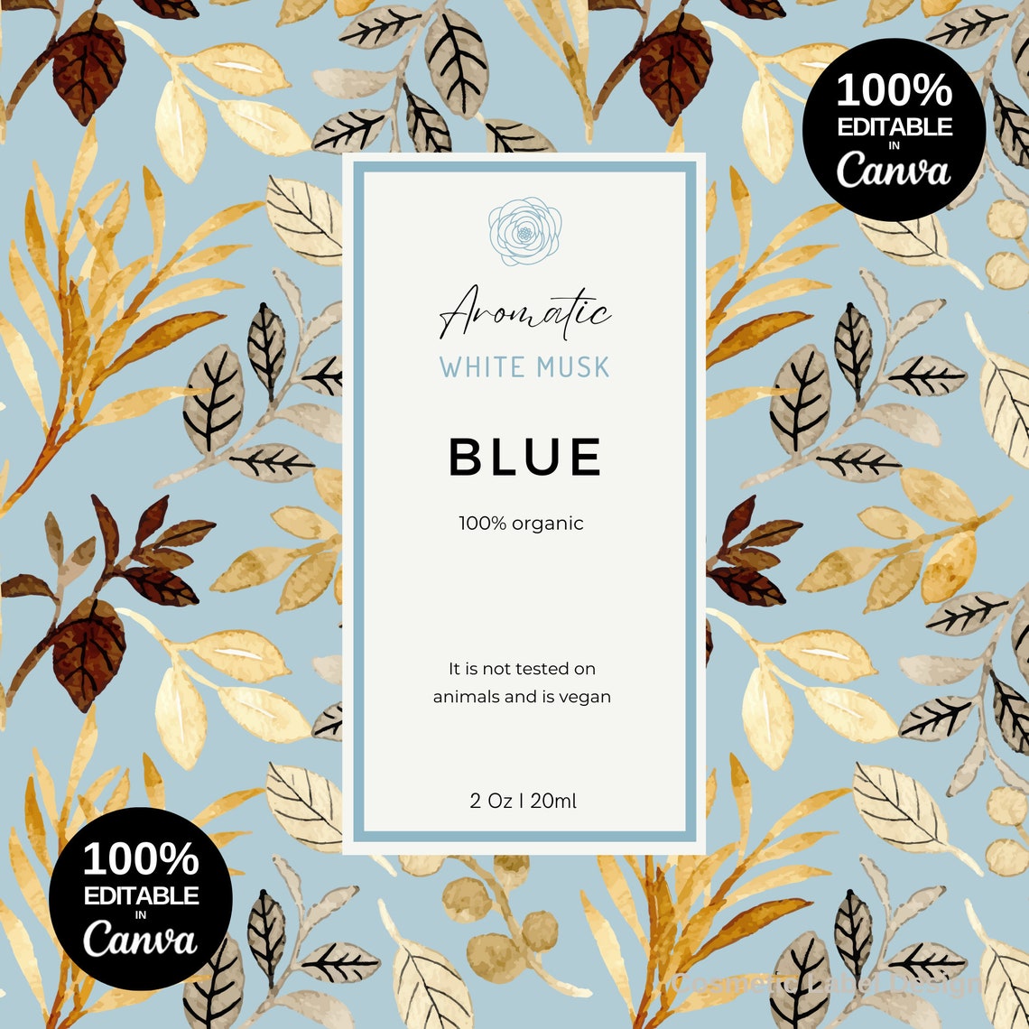 Skincare Template Label Collection Aesthetic Blue DIY Editable Cosmetic ...