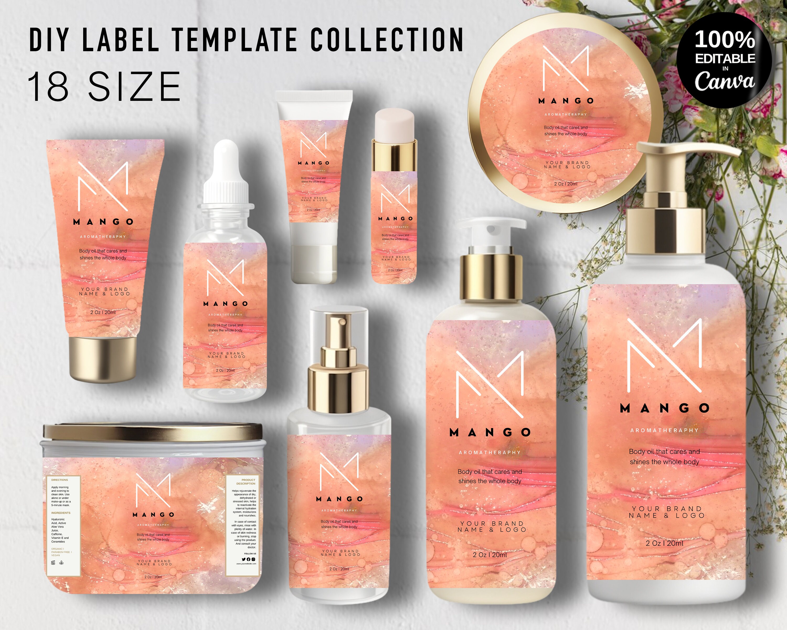 Skincare Labels Set, Canva Product Label Sticker, GLOW Black Label ...