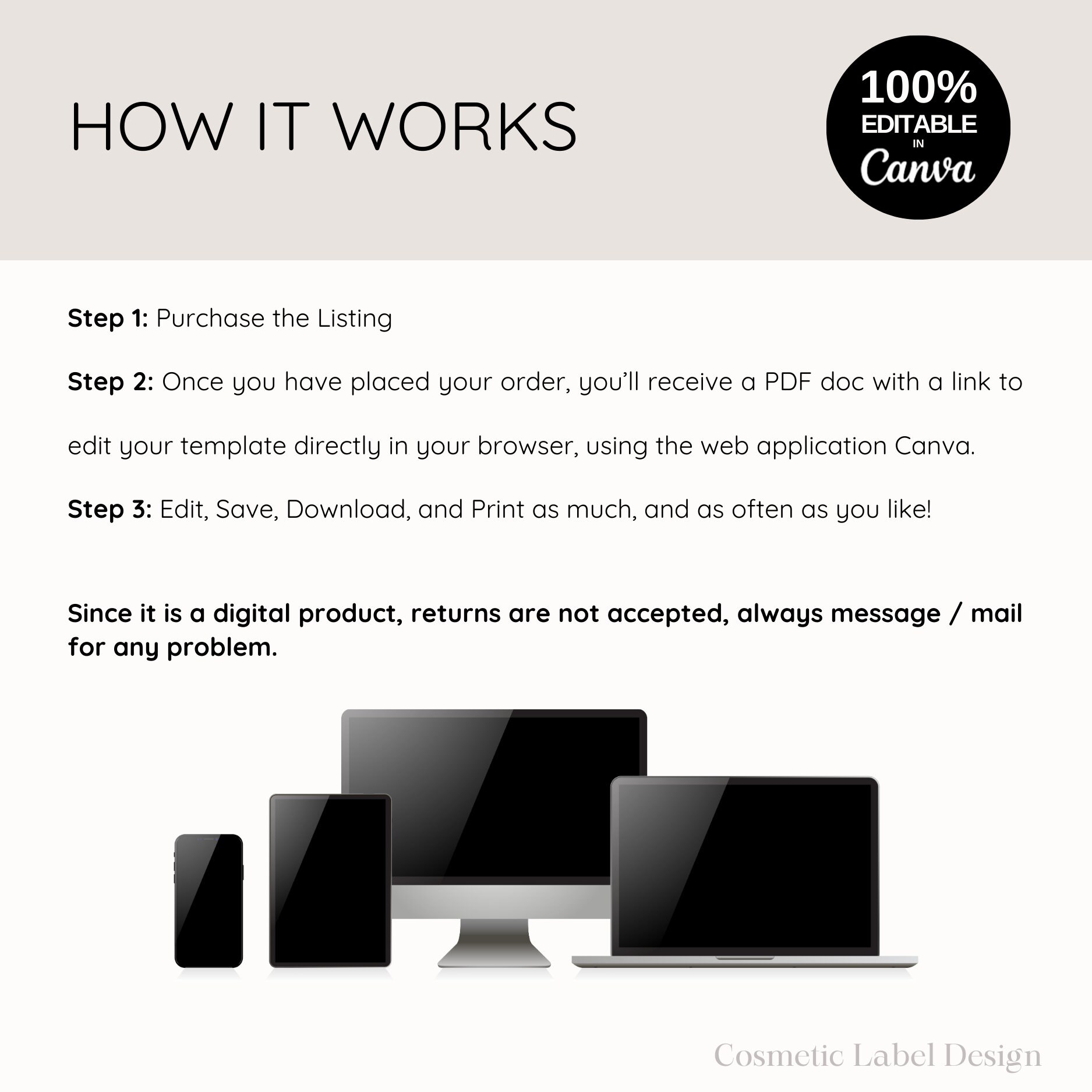 Skincare Template Label Collection- Bubble DIY Editable Cosmetic Label ...