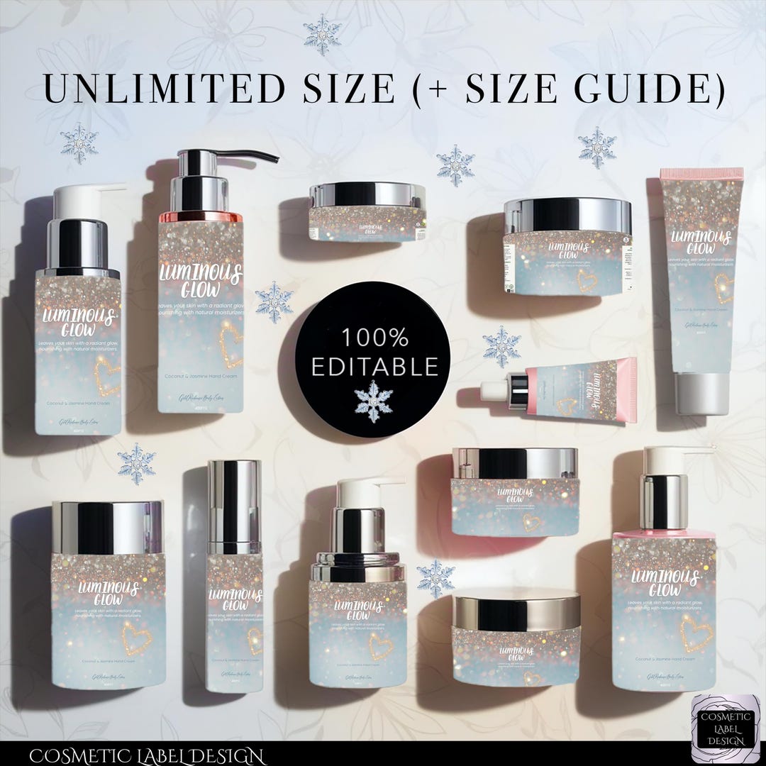 Skincare Template Labels Collection, Luminous Glow DIY Editable ...