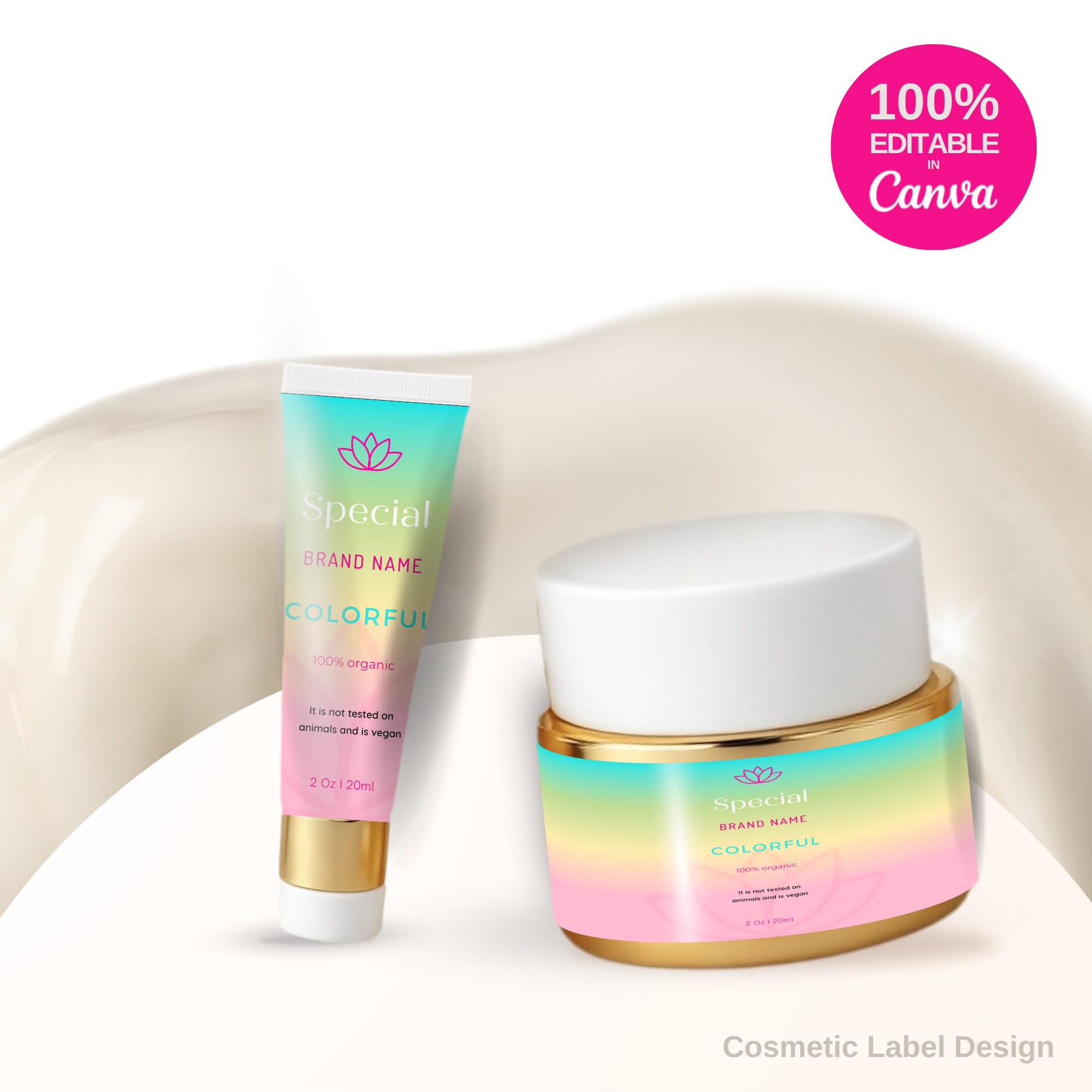 Skincare Labels Bundle Canva Product Label Sticker Colorful - Etsy