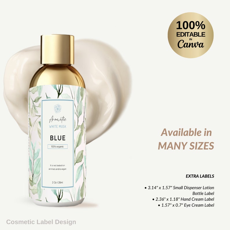 Skincare Template Label Collection- BLUE DIY Editable Cosmetic Label ...