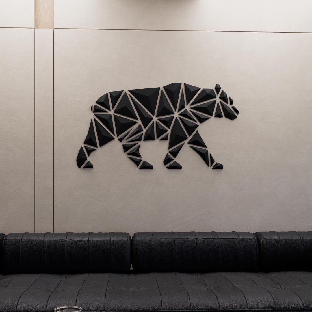 Bear Wall Decor , 3d Printed Wall Decor, Geometric Wall Decor, PLA Wall ...