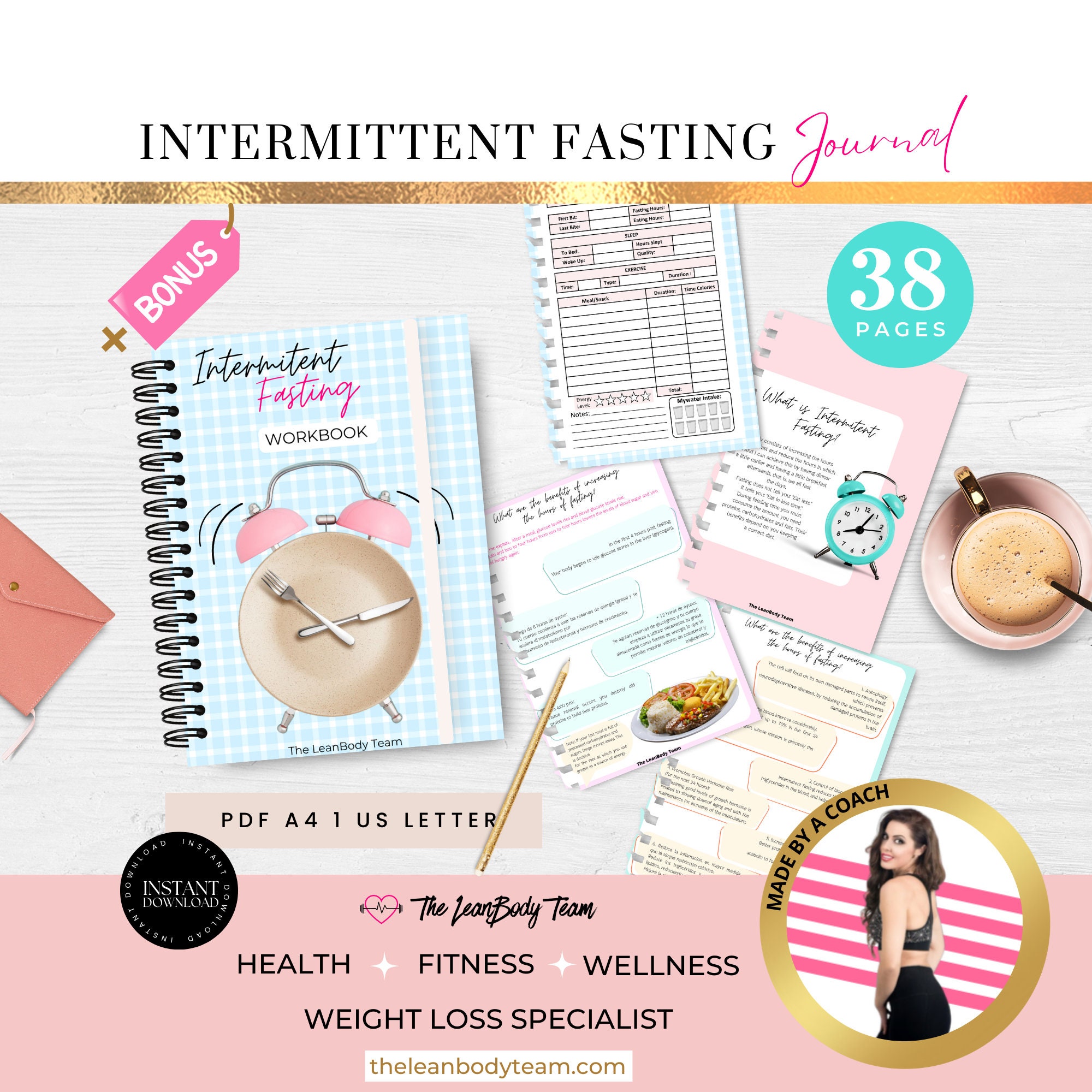 Intermittent Fasting Tracker Printable Weight Loss Planner Intermittent ...
