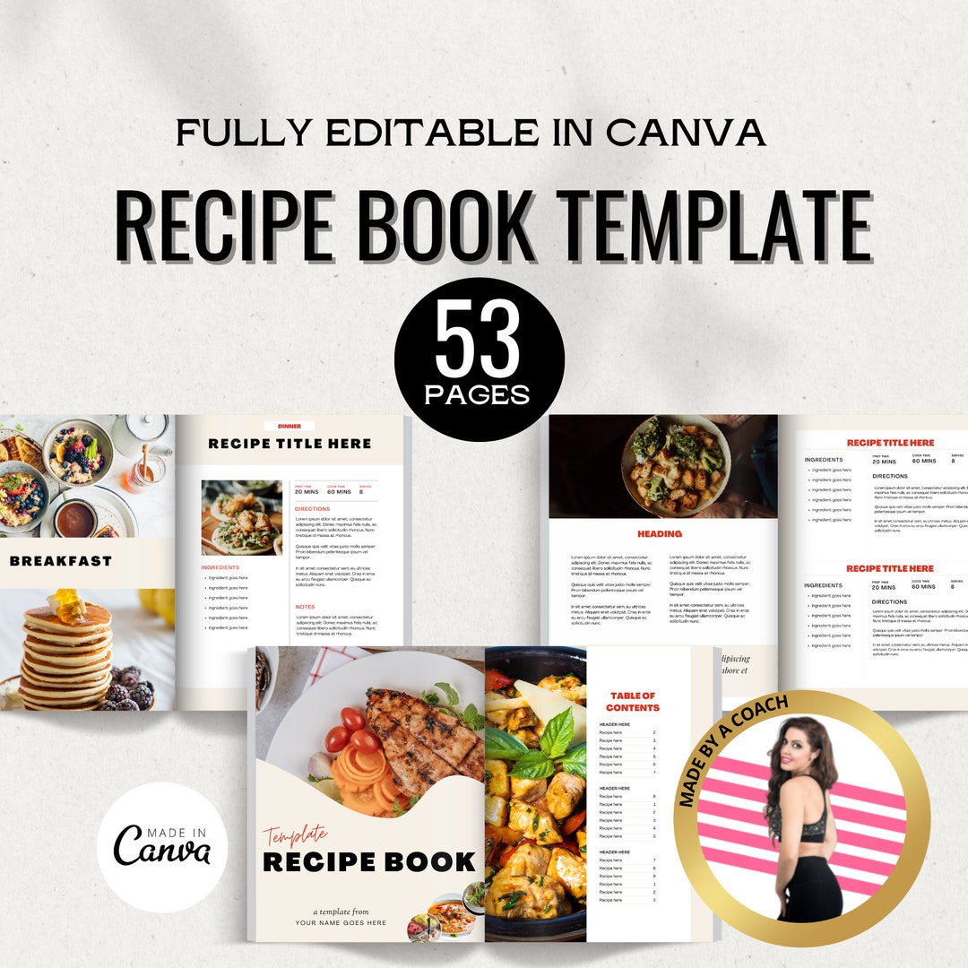Homemade Recipe Book Canva Templates, Family Cookbook Template, Recipe ...