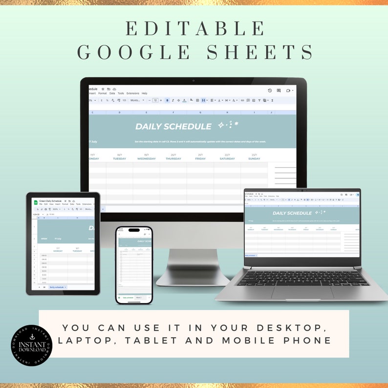 Daily Schedule Google Sheets Google Sheets Template ADHD - Etsy