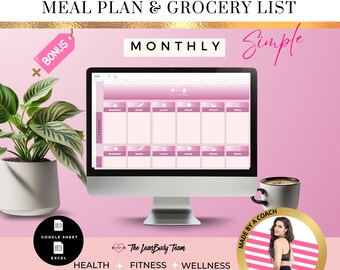 Digital Grocery List & Meal Planner Google Sheets Spreadsheet Template ...