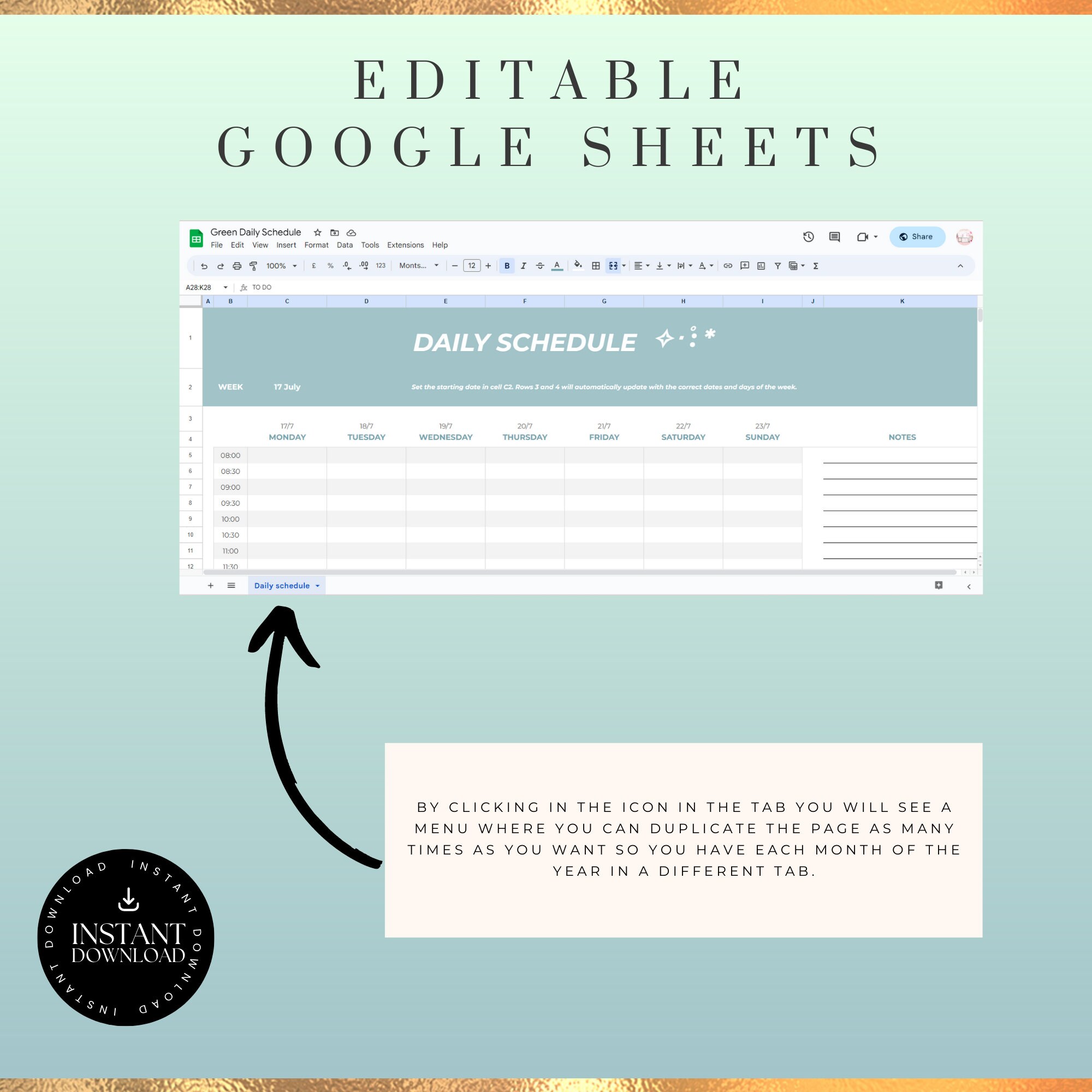 Daily Schedule Google Sheets, Google Sheets Template, ADHD Daily ...