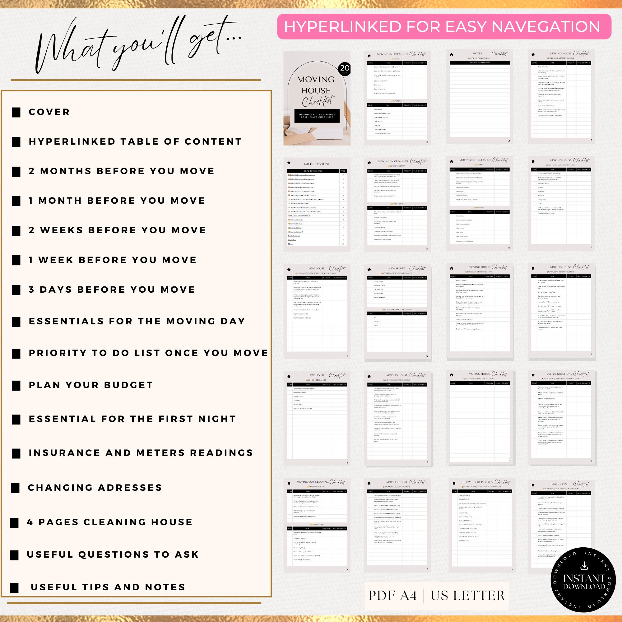 Move in Essentials Checklist, Moving Checklist, Moving Planner, New ...