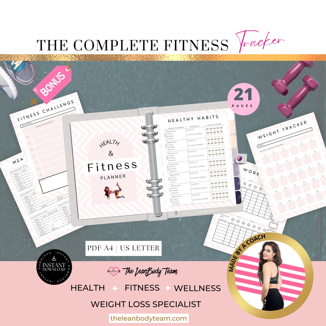 Printable Fitness Tracker Bullet Journal Weight Loss Tracker Weight ...