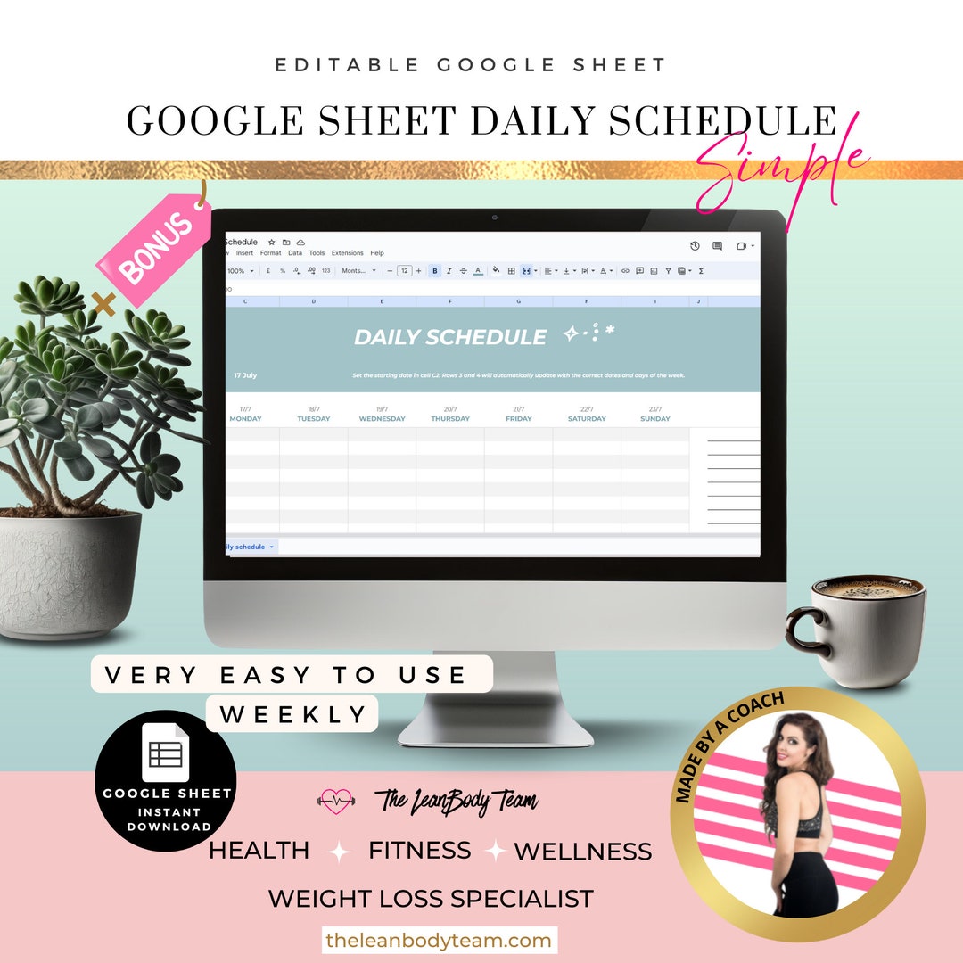 Daily Schedule Google Sheets, Google Sheets Template, ADHD Daily ...