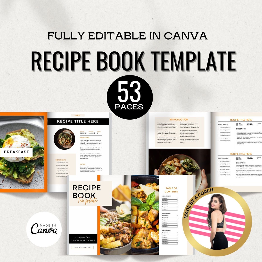 Homemade Recipe Book Canva Templates, Family Cookbook Template, Recipe ...