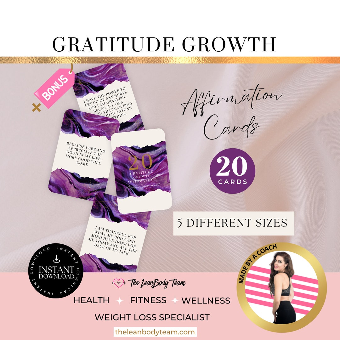 Gratitude Growth Mindset Printable Affirmation Cards Therapy Office ...