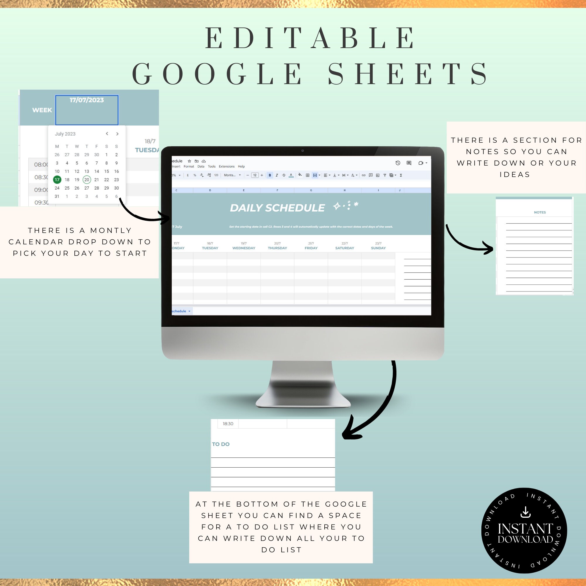 Daily Schedule Google Sheets, Google Sheets Template, ADHD Daily ...
