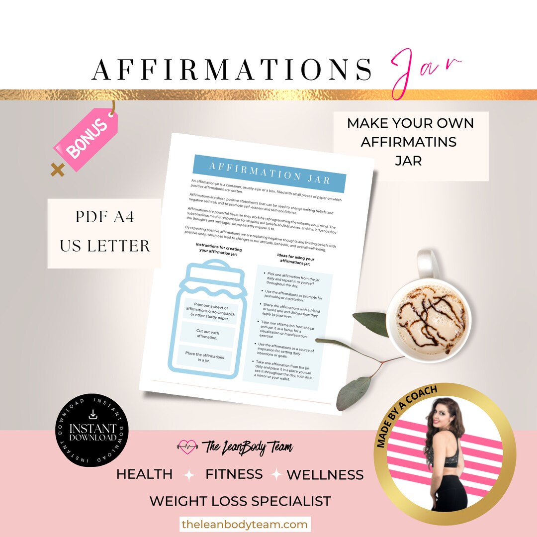 Affirmation Jar Printable Gift for Her Positive Affirmations Gift Last ...