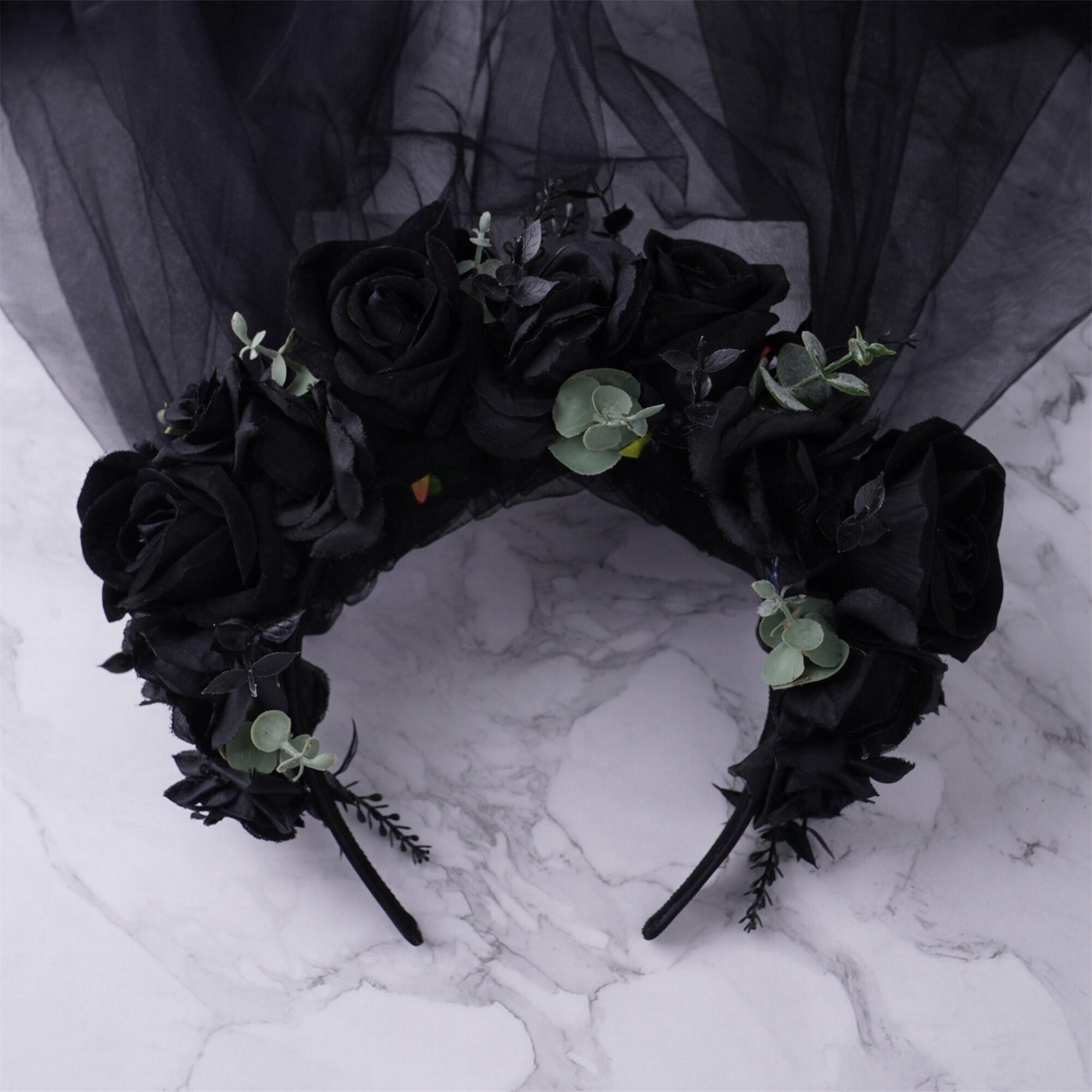 Black Veil Crown Halloween Day of the Dead Corpse Bride Witch Tiara ...