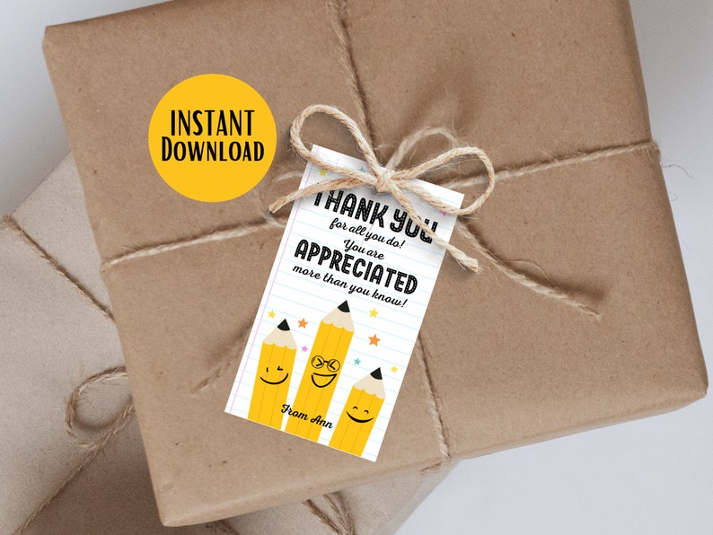 Editable Teacher Appreciation Tags Teacher Tag Thank You Gift Tag End ...