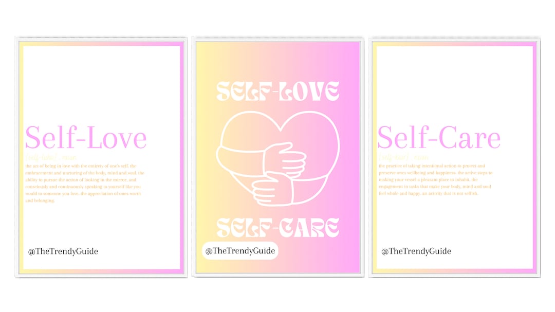 Self-care & Self-love Sunset Poster Set - Posters by @thetrendyguide - Etsy