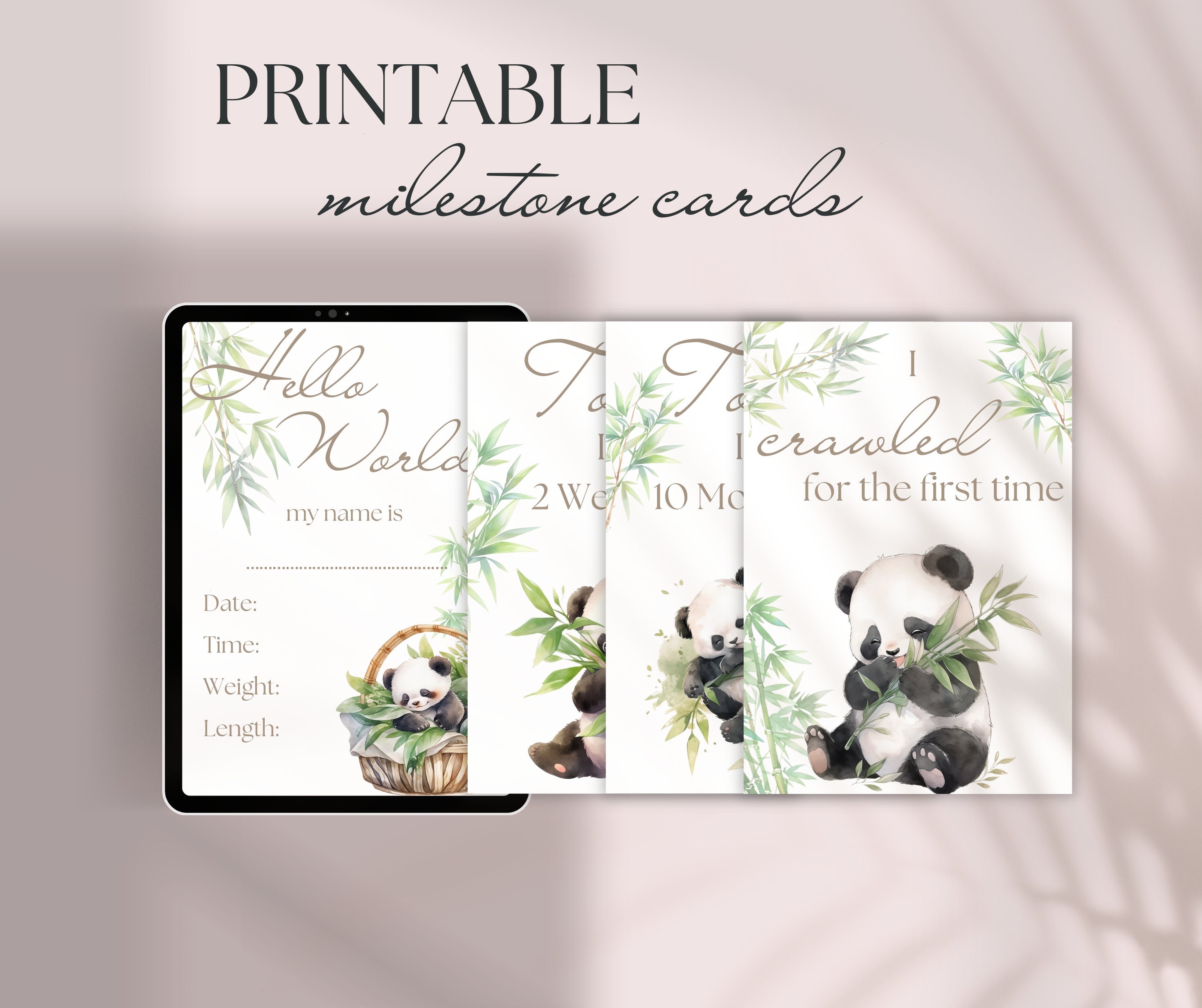 26 Printable Milestone Cards, Little Panda, Baby Shower Gift, Printable ...
