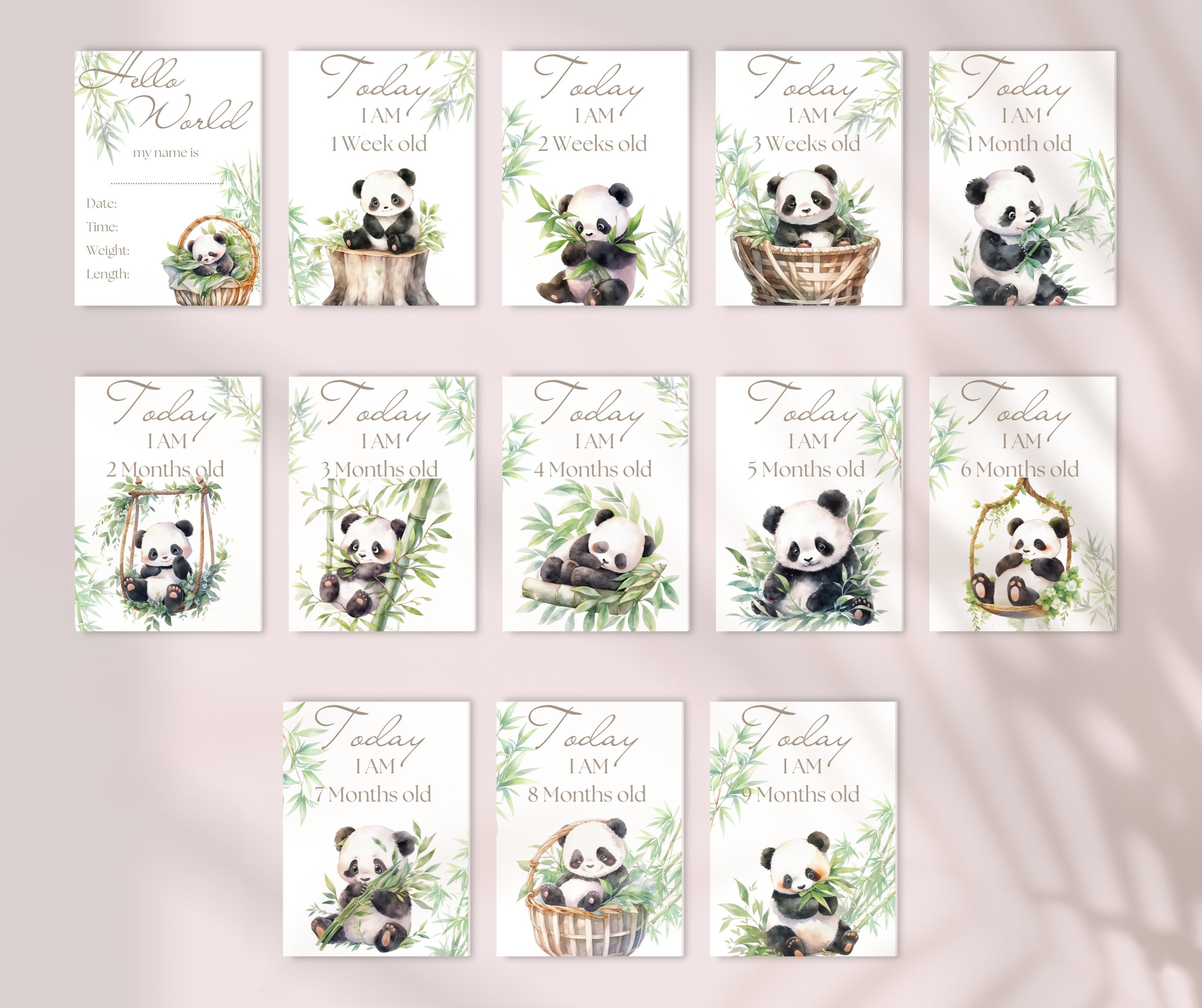 26 Printable Milestone Cards, Little Panda, Baby Shower Gift, Printable ...