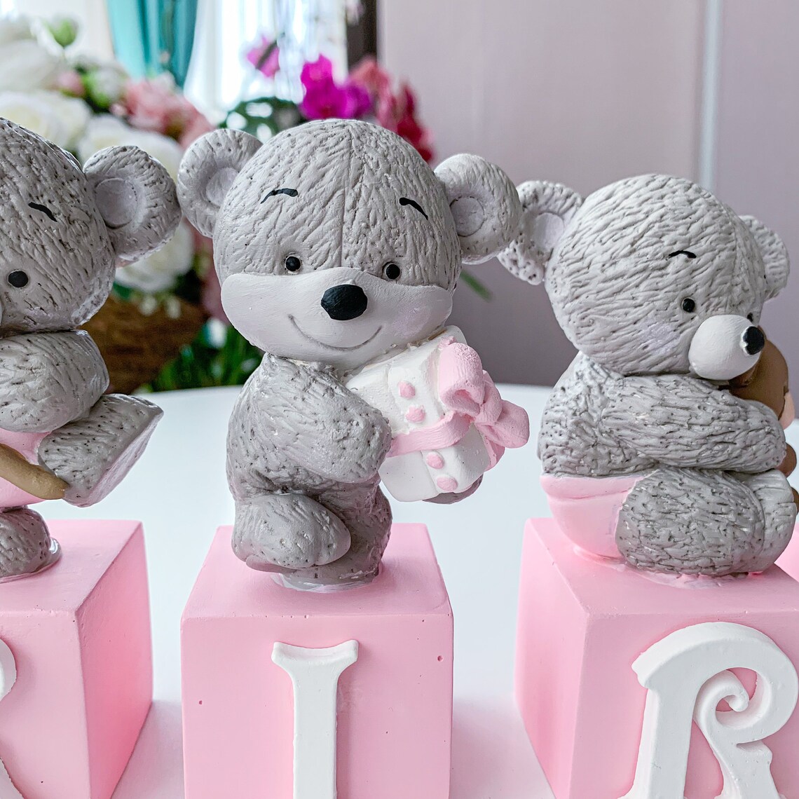 Personalized Baby Name Blocks, Teddy Bear Decorations, Baby Shower ...