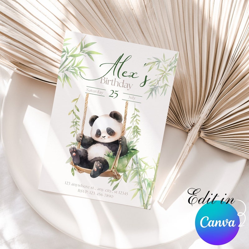 Panda Invitation - Etsy
