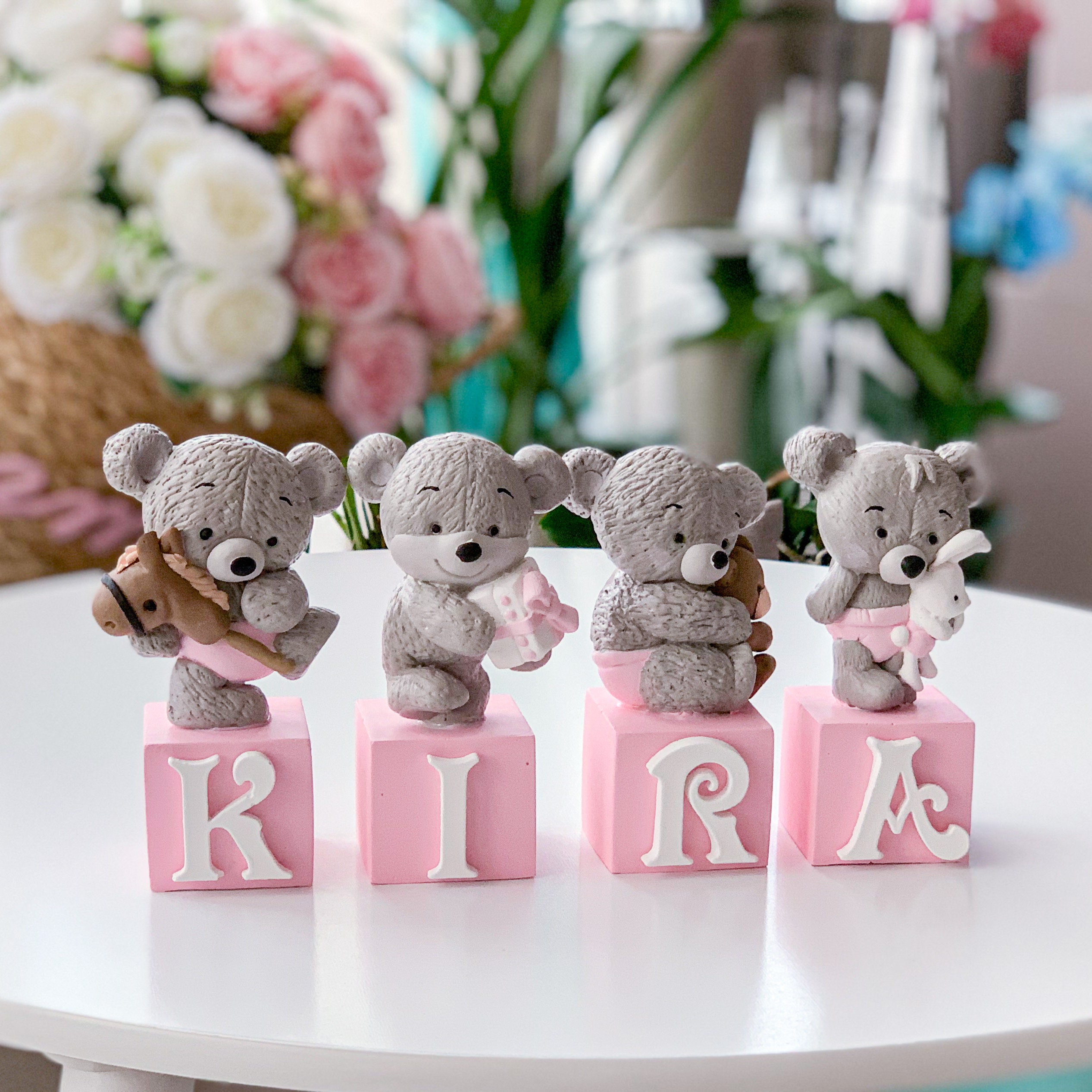 Personalized Baby Name Blocks, Teddy Bear Decorations, Baby Shower ...