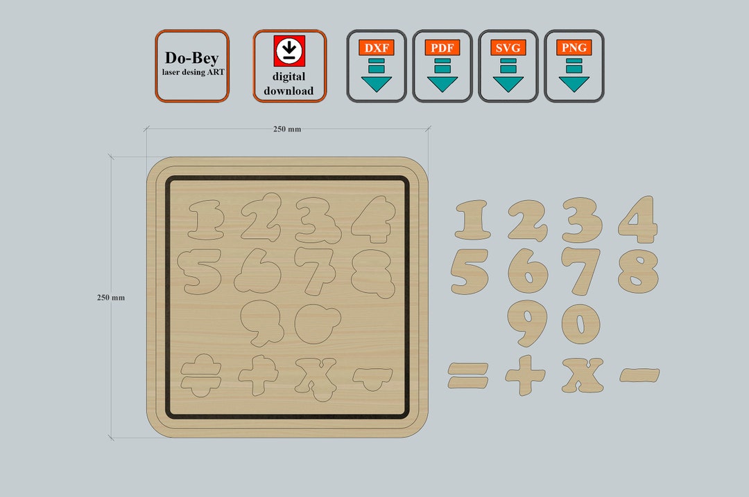 Wooden Laser Cut Numbers Puzzle Game, Dxf Cut File, Svg Cut File, Png ...