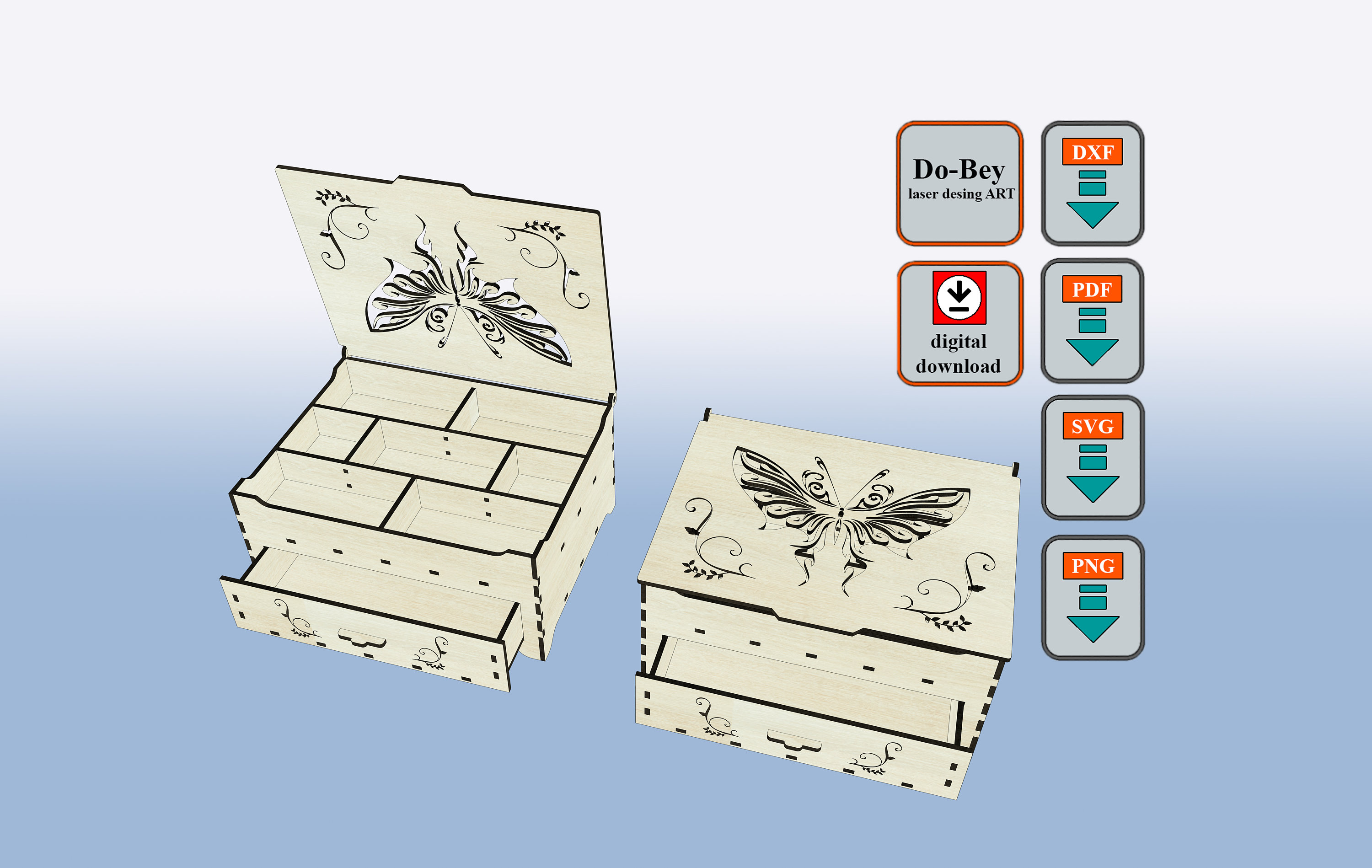 Organizer Box Wood Cutting Files for Boxes Jewelry Box - Etsy