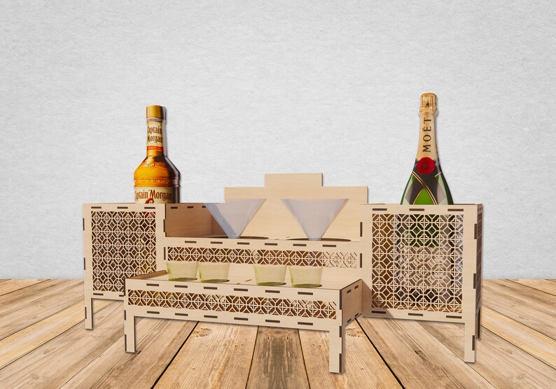 Wooden Laser Cut Mini Bar, Champagne Stand, Decorative Stand, Wooden ...