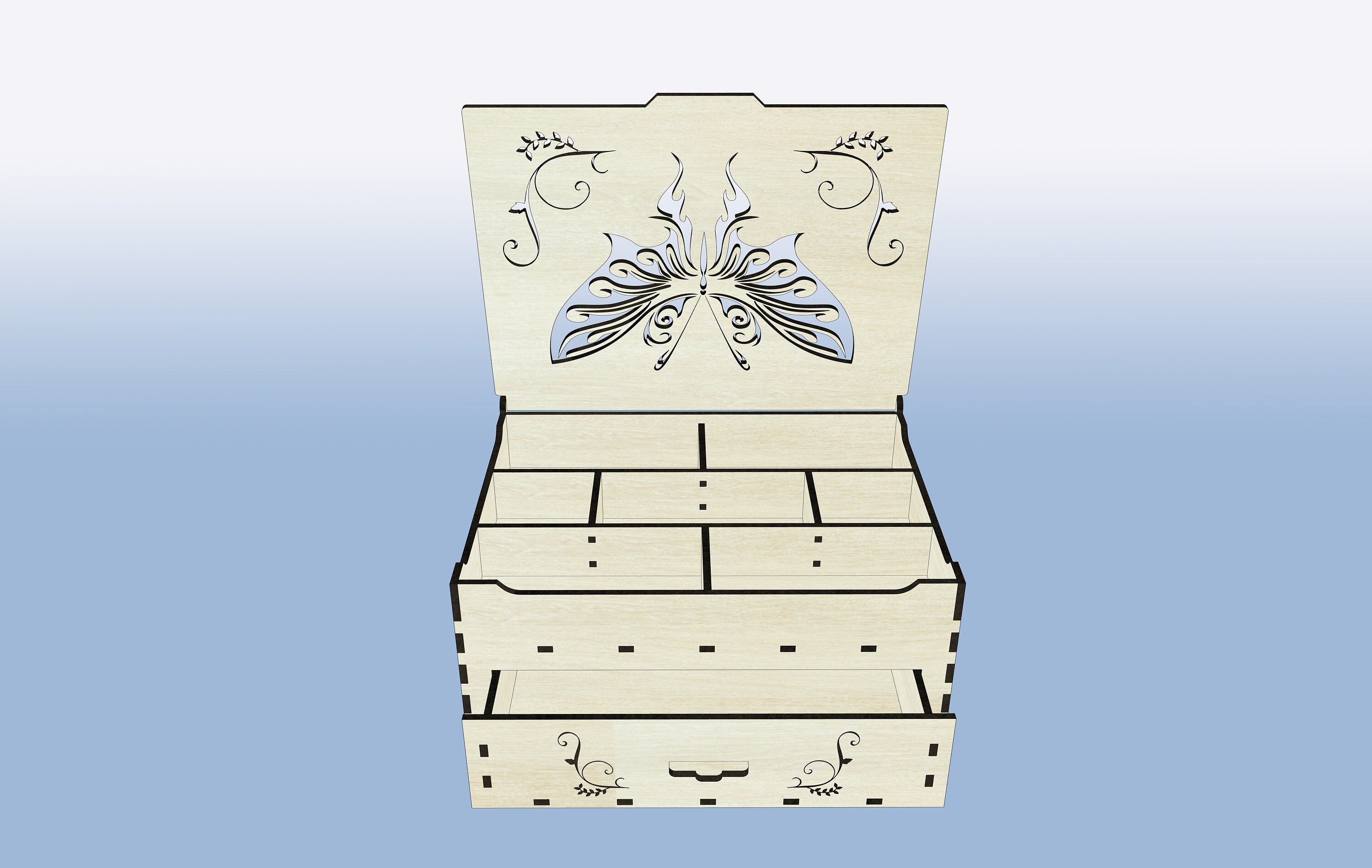 Organizer Box Wood Cutting Files for Boxes Jewelry Box - Etsy