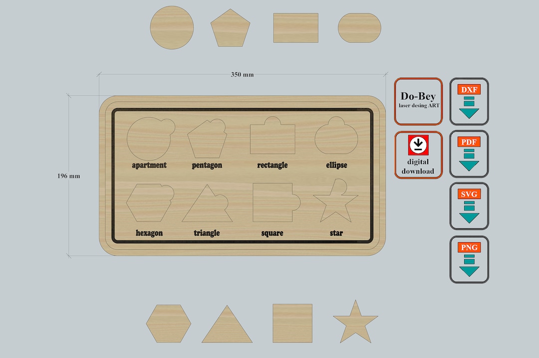 Wooden Laser Cut Geometric Shapes Puzzle Game, Dxf Cut File, Svg Cut ...