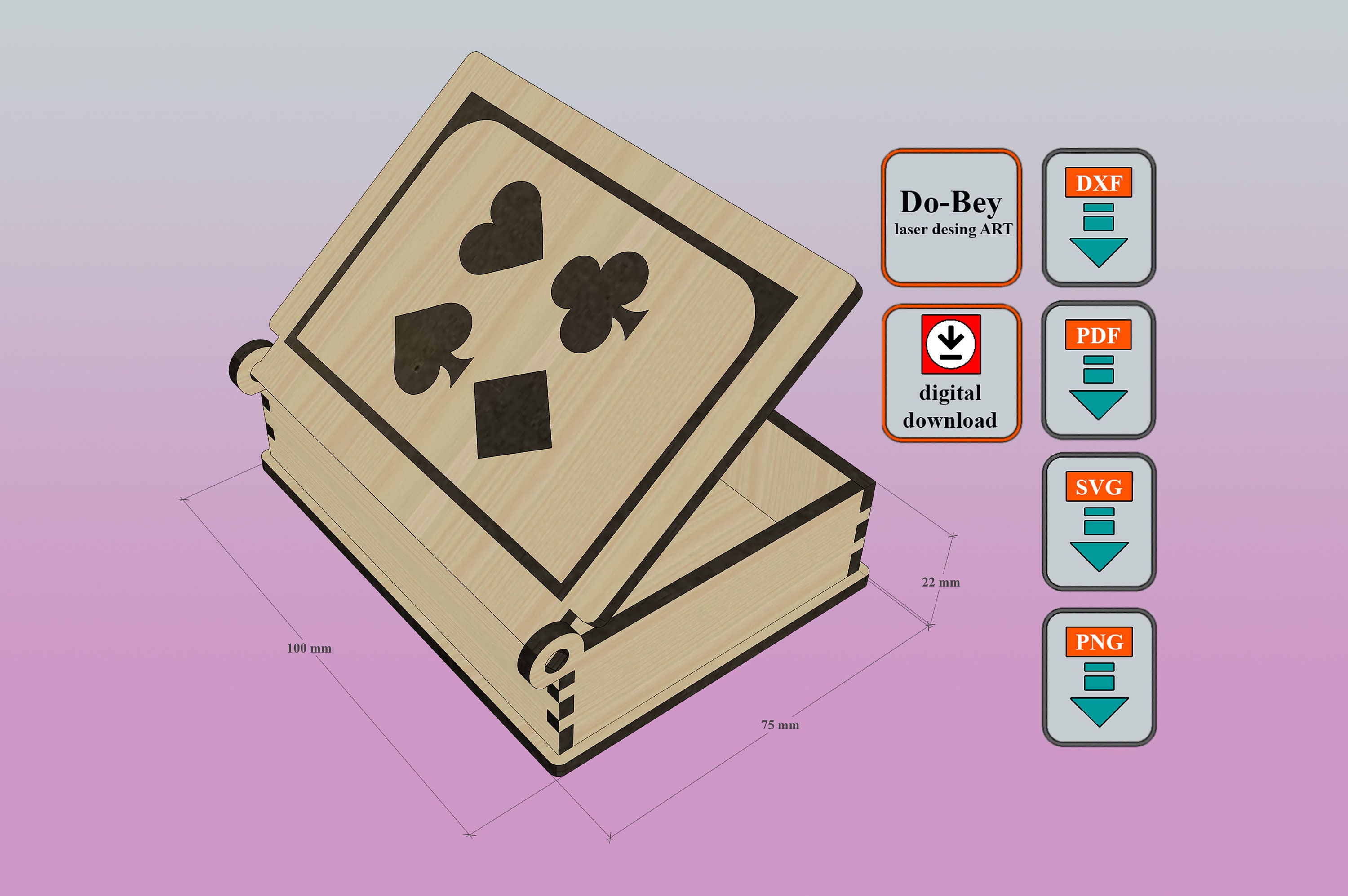Wooden Laser Cut Playing Card Box, Dxf Cut File, Svg Cut File, Png Cut ...