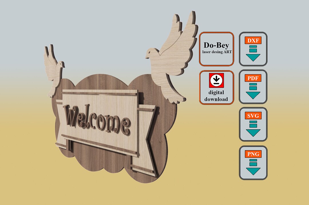 Wooden Laser Cut Welcome Sign, Decorative Welcome Sign, Dxf Digital ...