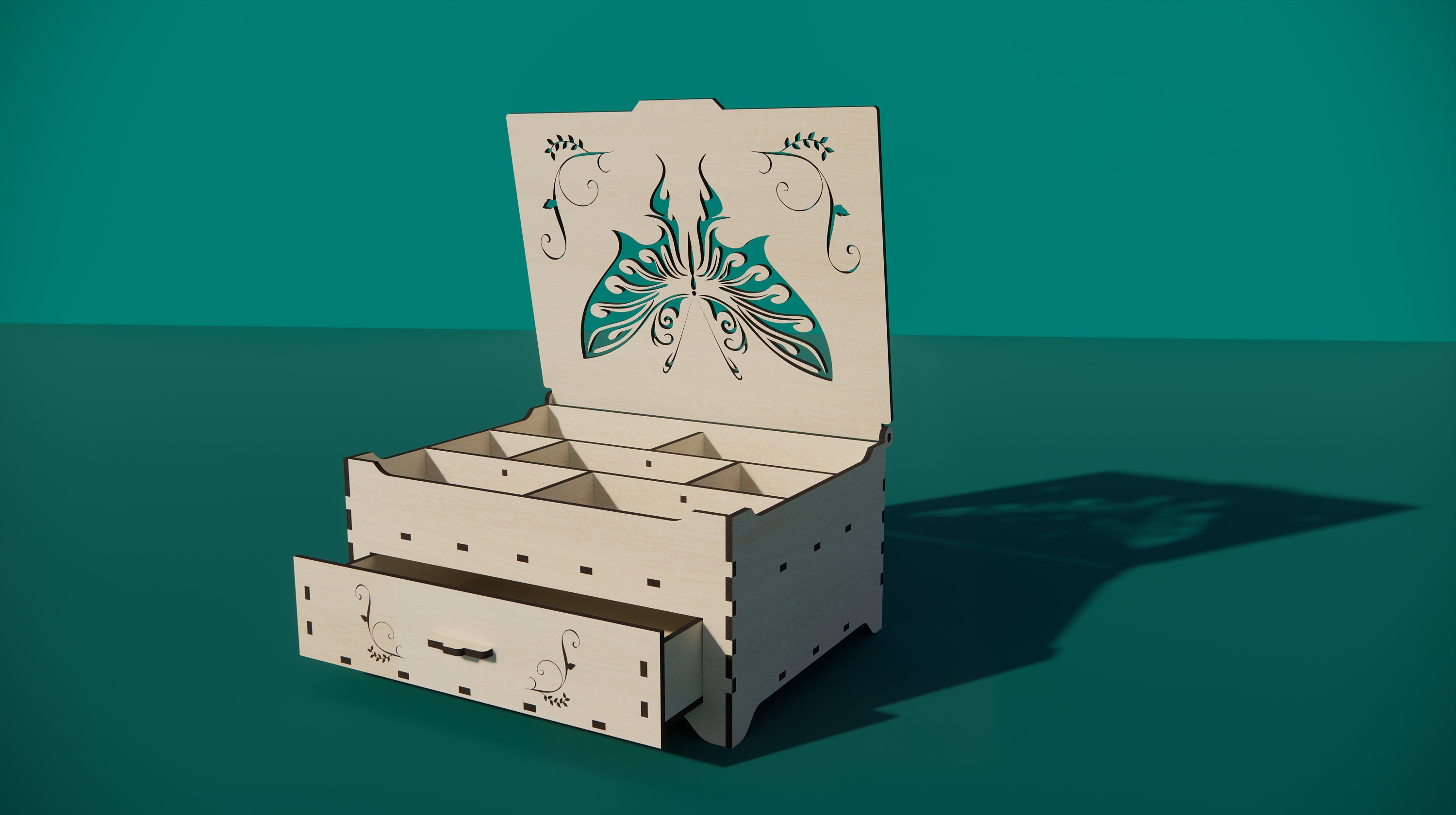 Organizer Box Wood Cutting Files for Boxes Jewelry Box - Etsy