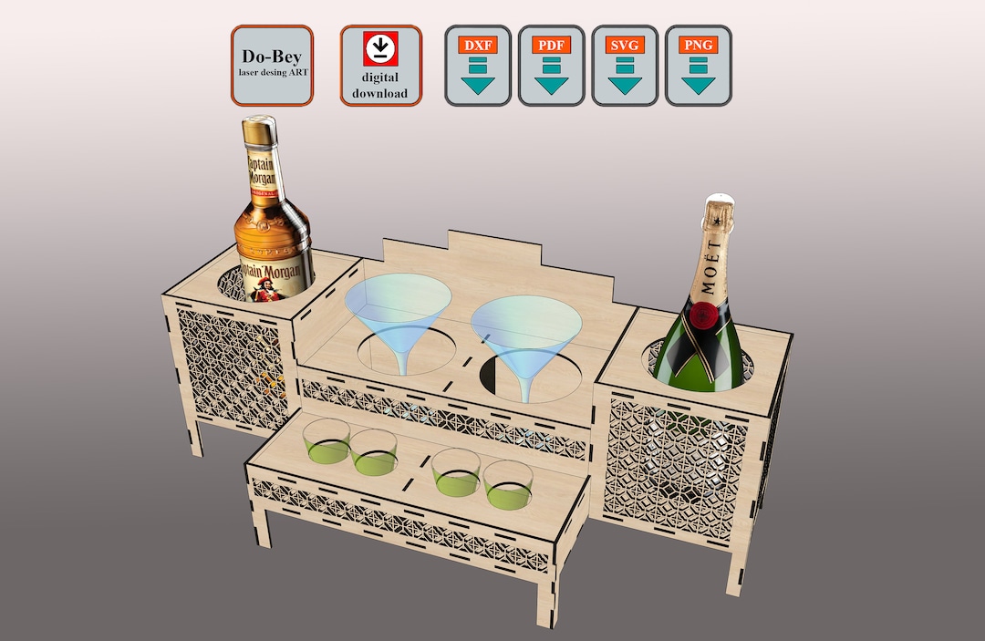 Wooden Laser Cut Mini Bar, Champagne Stand, Decorative Stand, Wooden ...