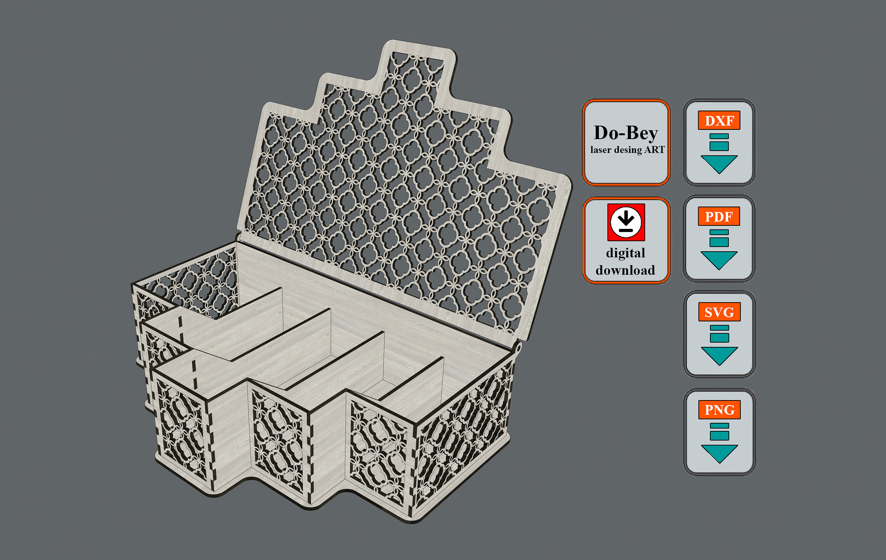 Laser Cut Tea Box SVG DXF: Wooden Box File (digital Download) - Etsy