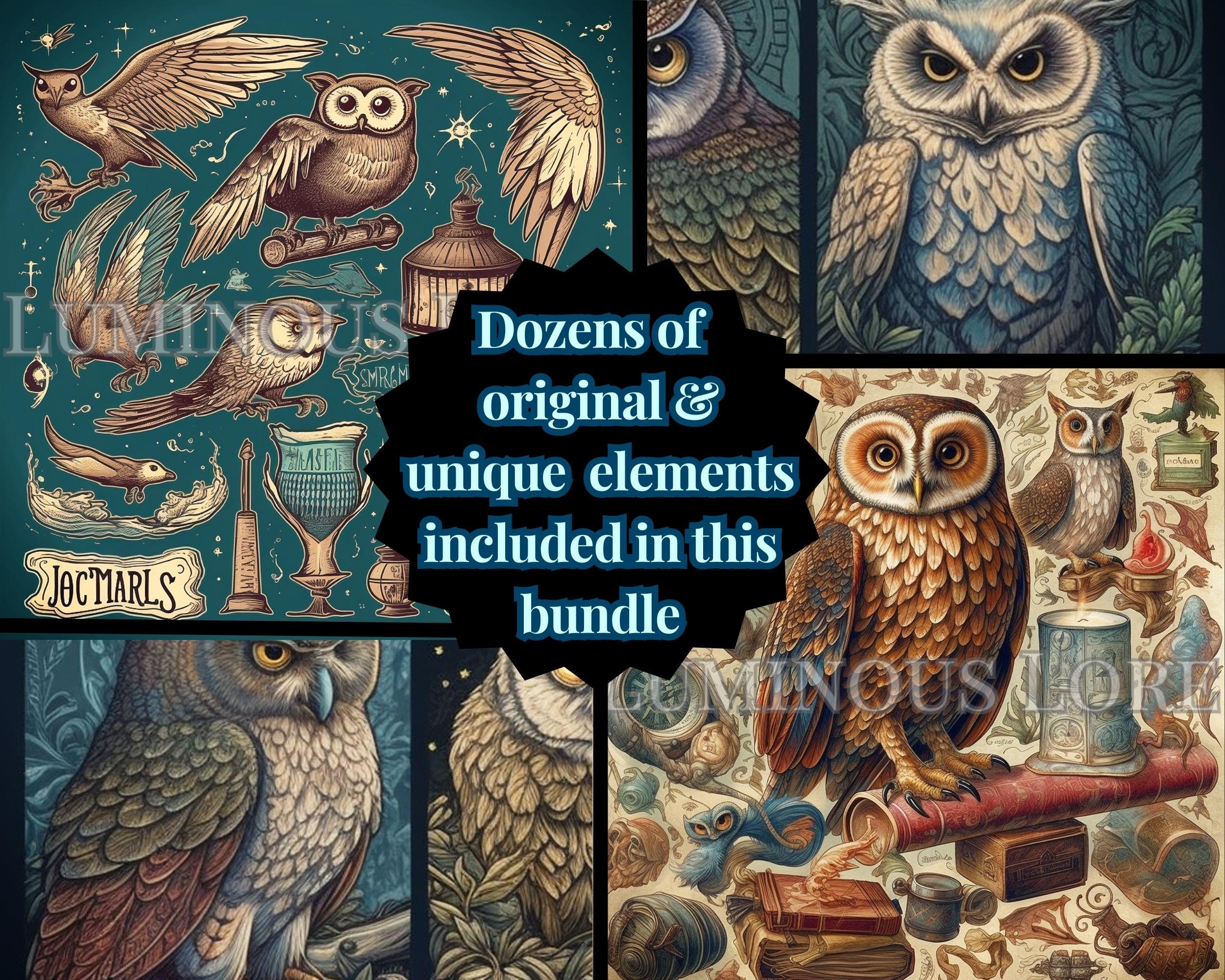 Mystic Owl's Enchantment Wall Art Digital Art Print Fantasy Owl ...