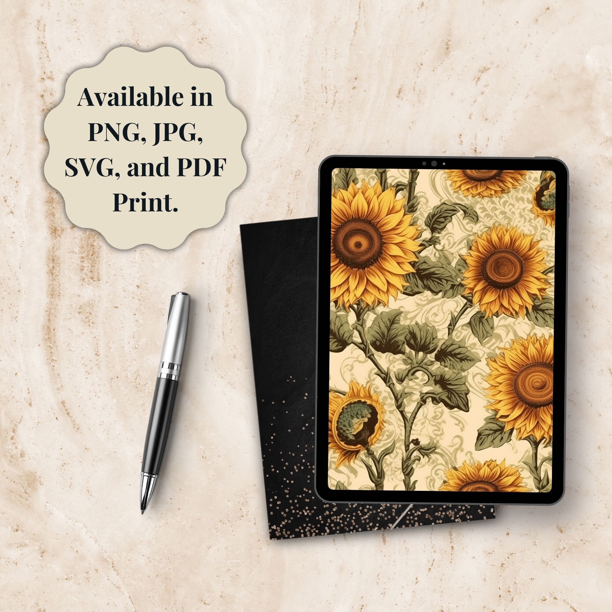Rustic Sunflower Digital Paper Collection Vintage Floral - Etsy
