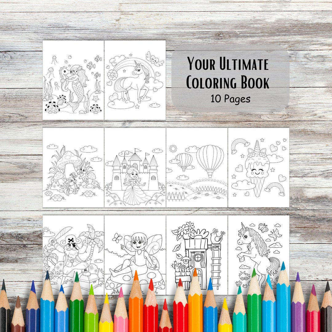 Cute Mermaid Coloring Pages for Kids - Printable Fantasy Coloring Book ...