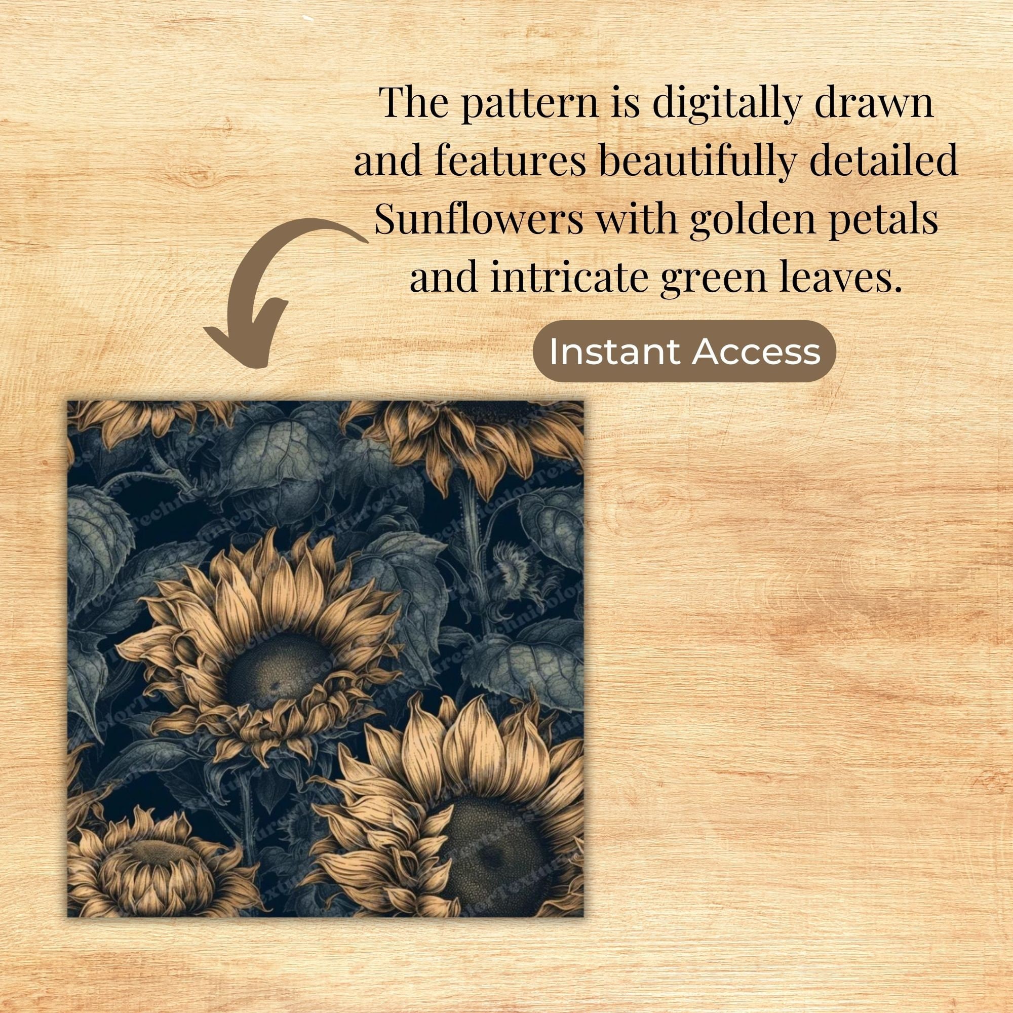 Printable Sunflower Seamless Pattern Seamless Floral Pattern Digital ...