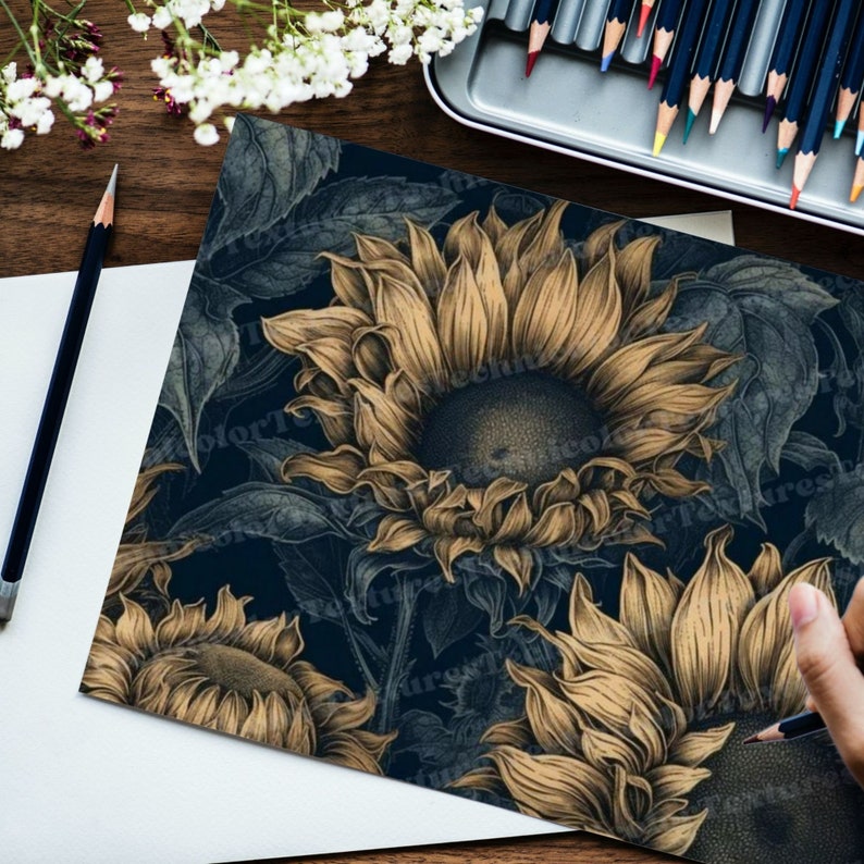 Printable Sunflower Seamless Pattern - Seamless Floral Pattern ...