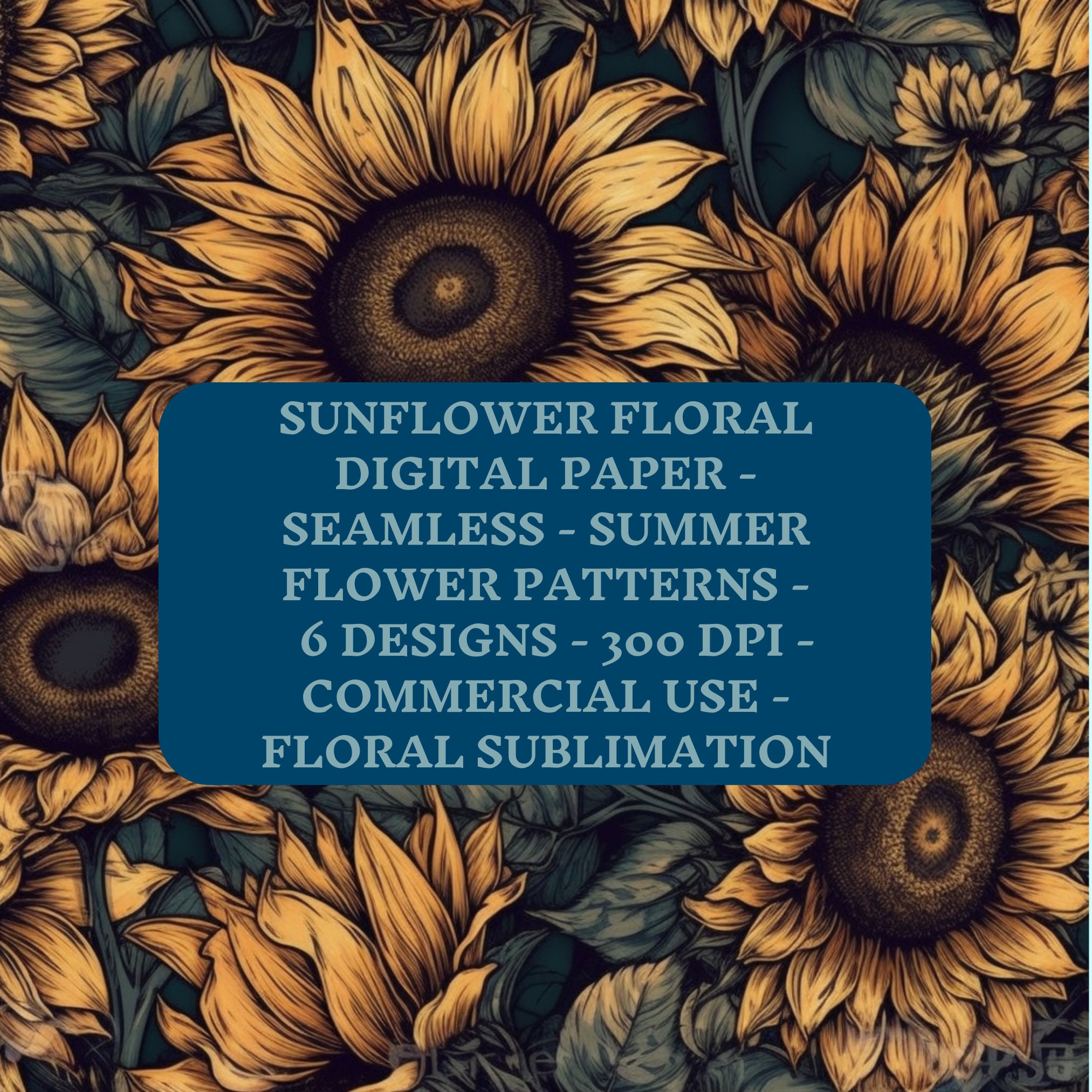 Rustic Sunflower Digital Paper Collection Vintage Floral - Etsy