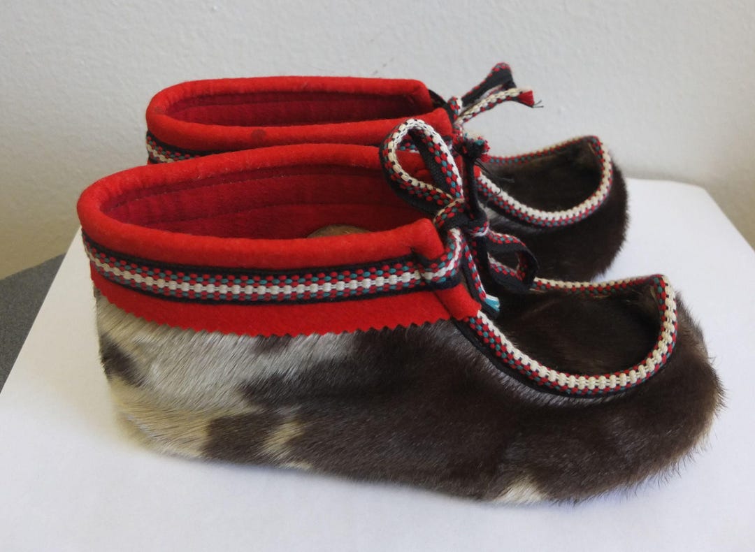 RARE Vintage Sami Shoes Natural Fur Boots Sami Boots Shoes Slippers ...