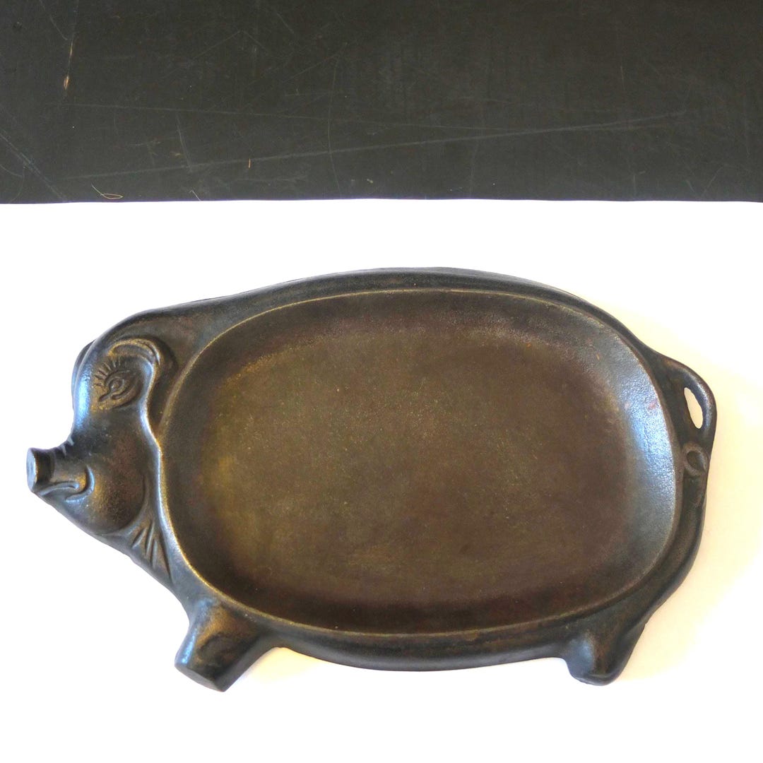 Vintage Cast Iron Steak Platter, Steak Serving Platter, Serving Plate ...