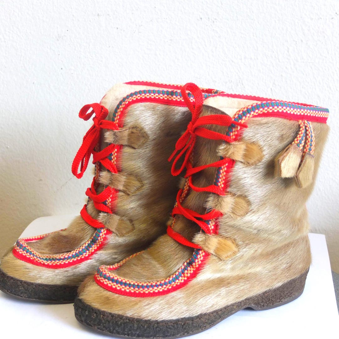 RARE Saami Shoes Natural Fur Boots Sami Boots Shoes Slippers Mukluks ...